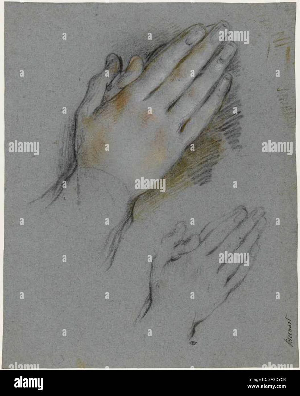 This study, attributed to Barocci’s follower, depicts hands clasped in ...