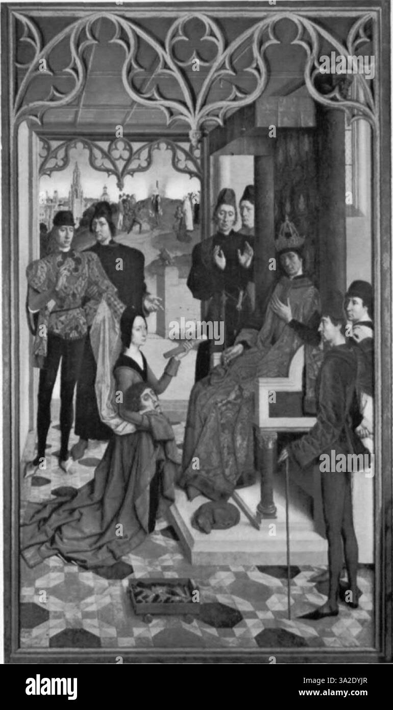 This piece depicts figures in prayer, focusing on the emotional ...