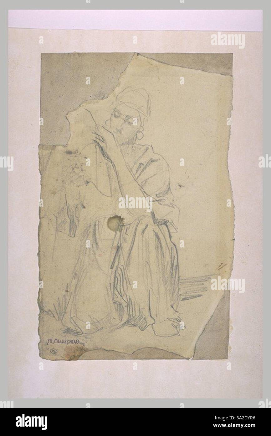 A Moorish woman kneeling, captured in a dynamic pose. The focus is on ...