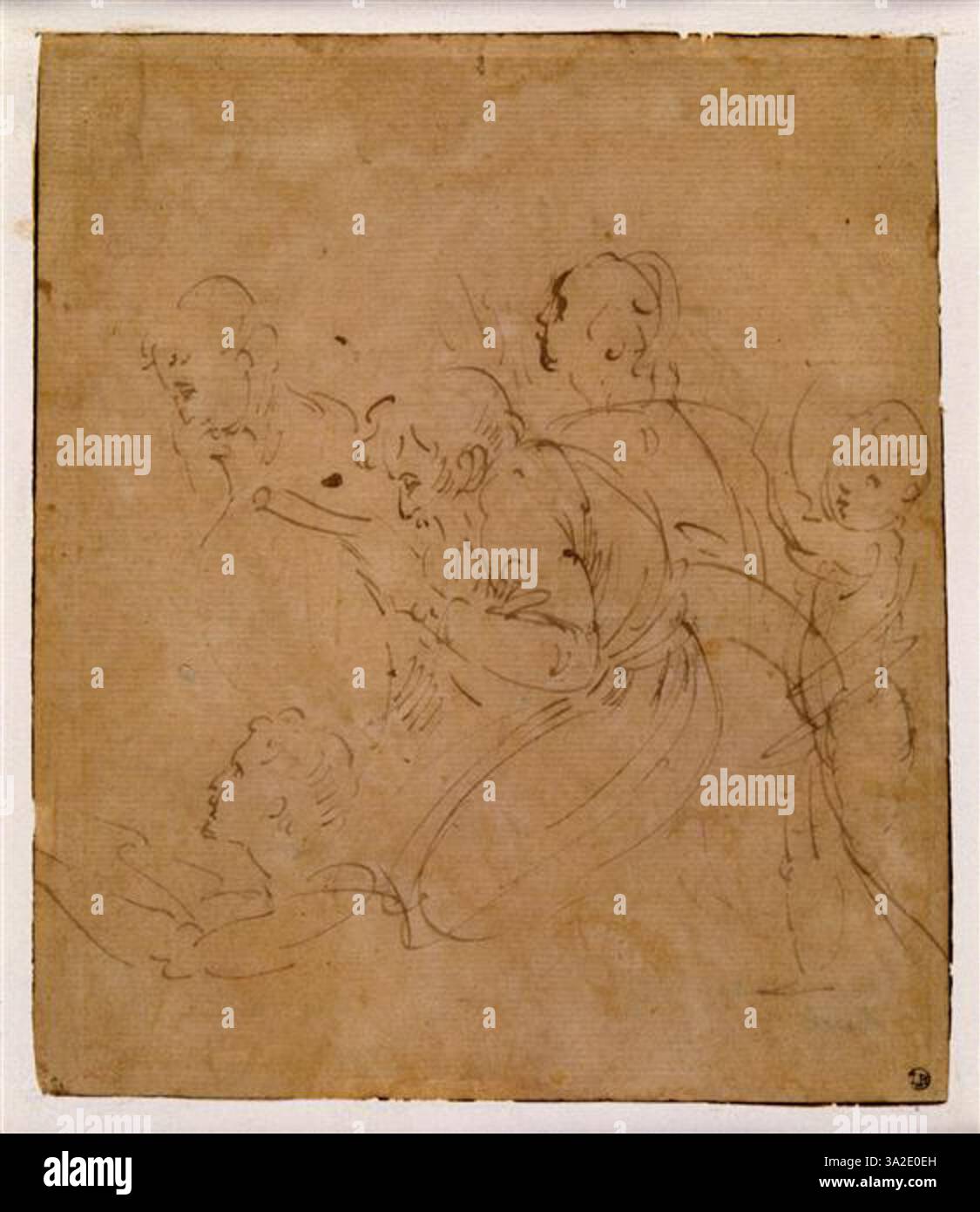 This drawing by Raphael shows kneeling saints, turned towards the left ...