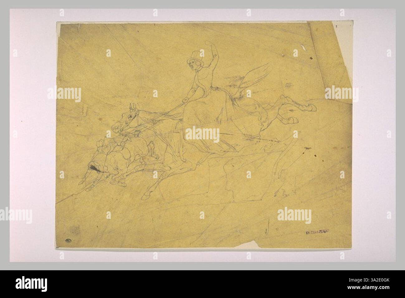 Chassériau’s artwork depicts an Amazon warrior leaping over a ravine ...