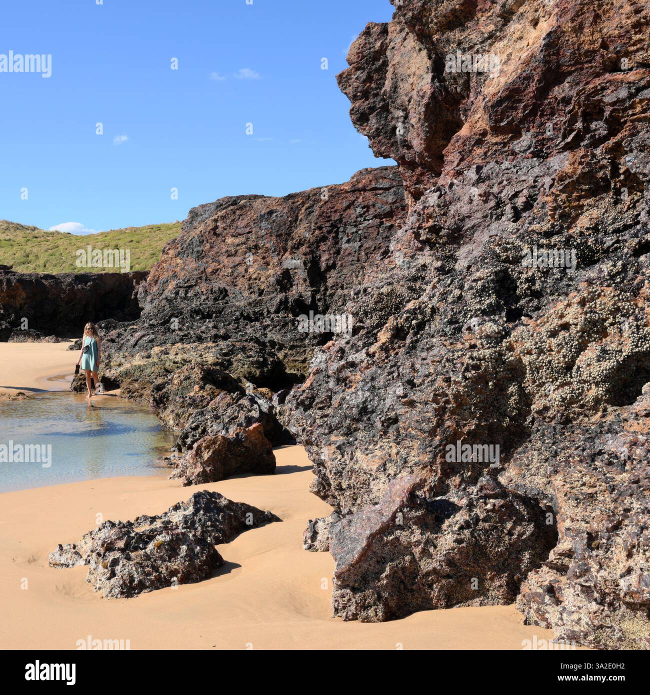 Multi coloured basalt flows once liquid now frozen in time Stock Photo ...