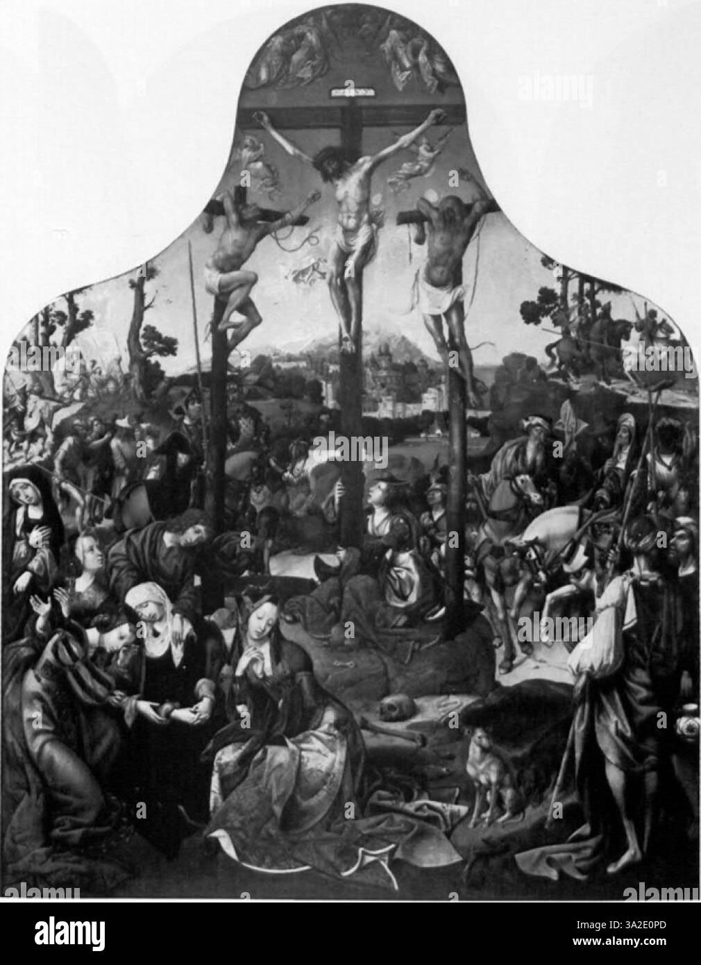 The painting presents detailed depictions of religious figures within a ...