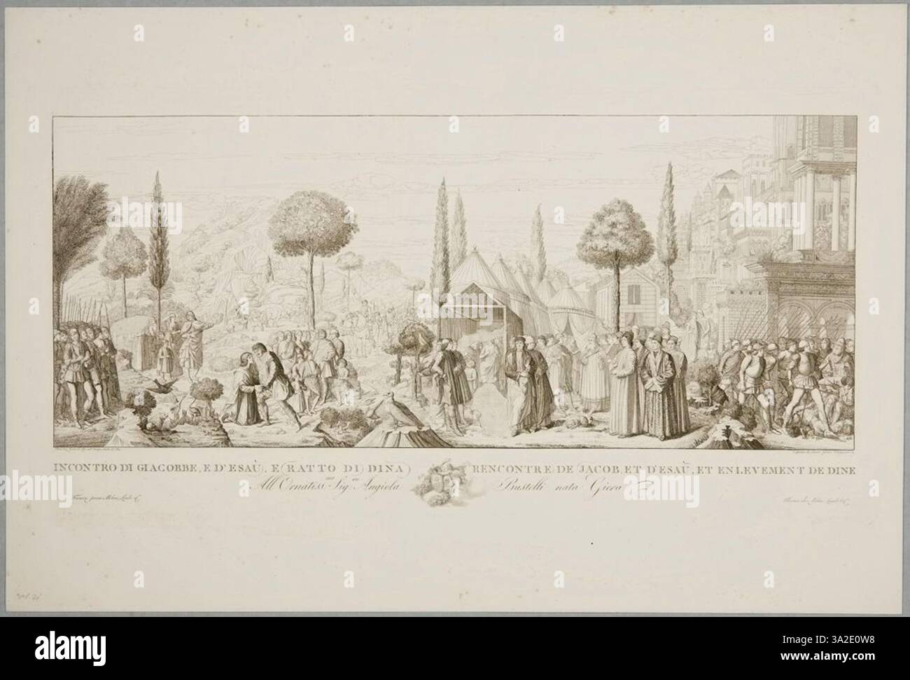 This artwork depicts the dramatic meeting between the biblical brothers ...