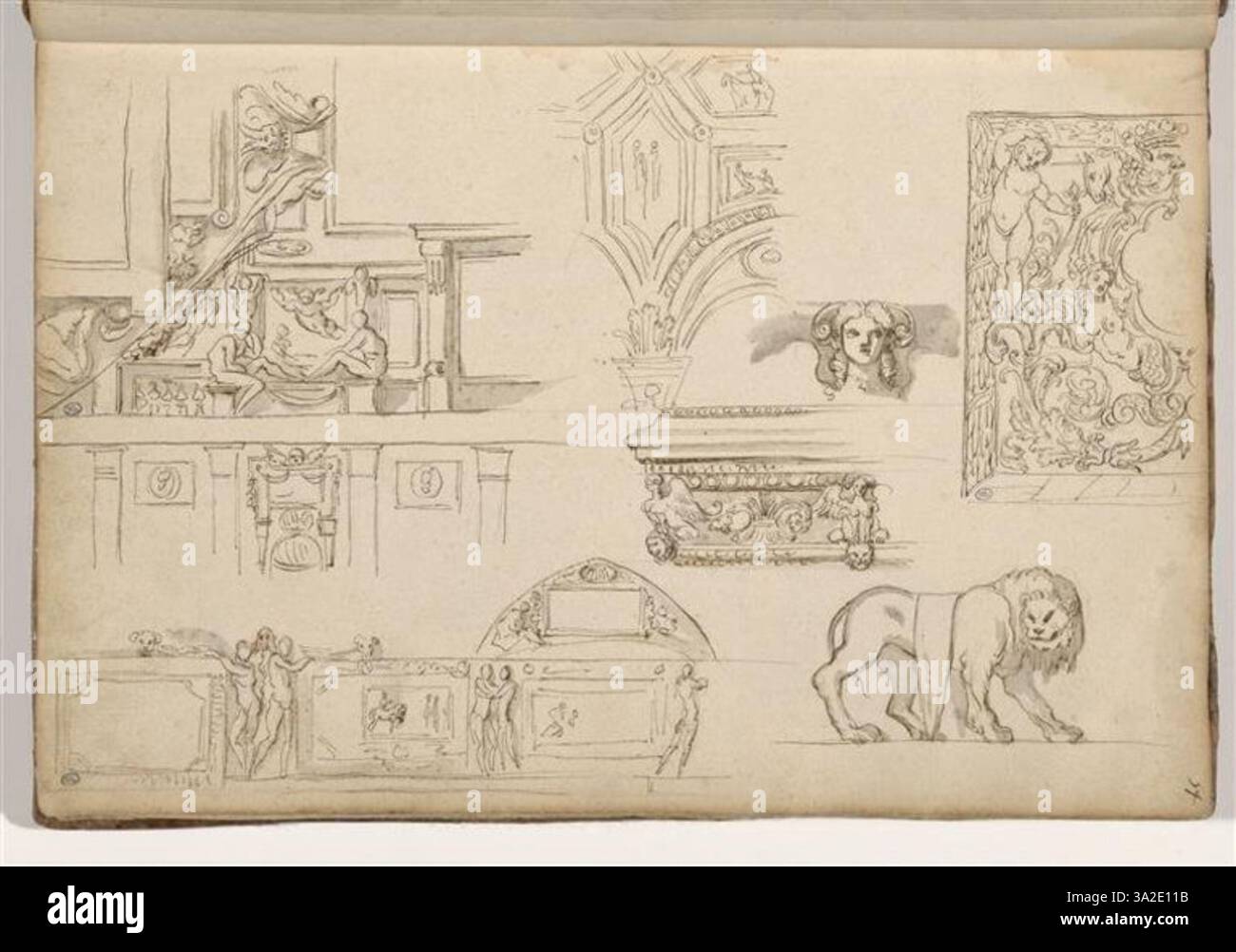 This drawing by François Perrier explores grotesque and decorative ...