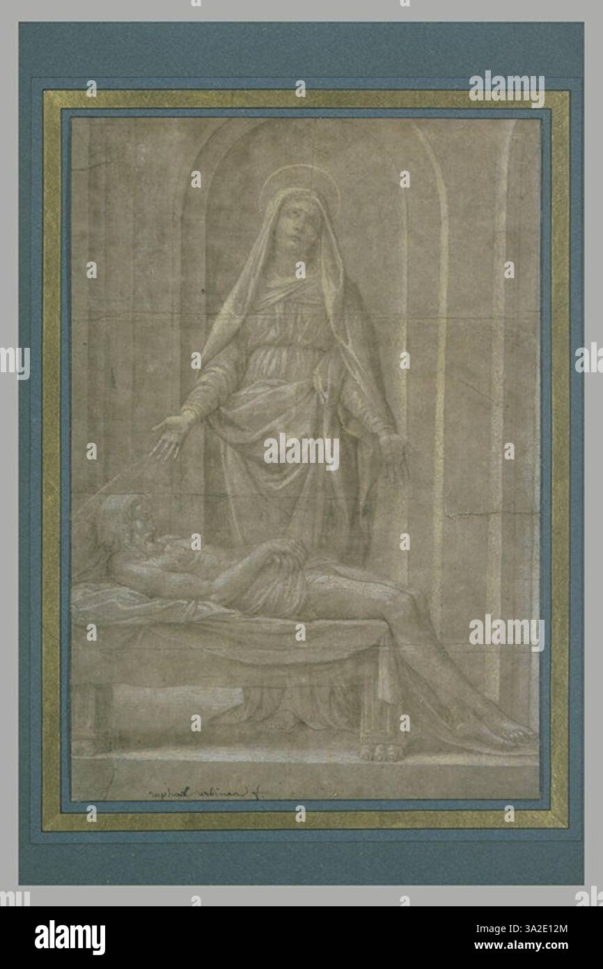 A reproduction of Raphael’s 'Pietà', portraying the Virgin Mary holding the dead body of Christ ...