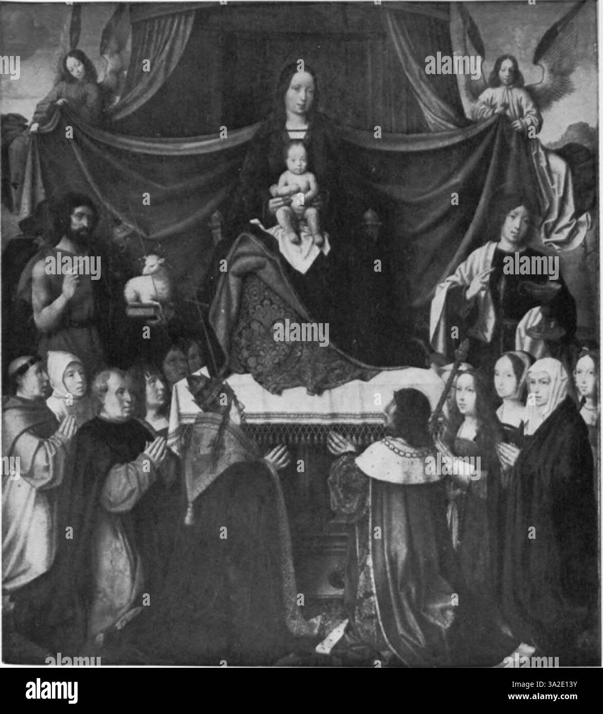 This religious scene by Joos van Cleve, Jan Provost, and Joachim Patenier portrays figures in ...