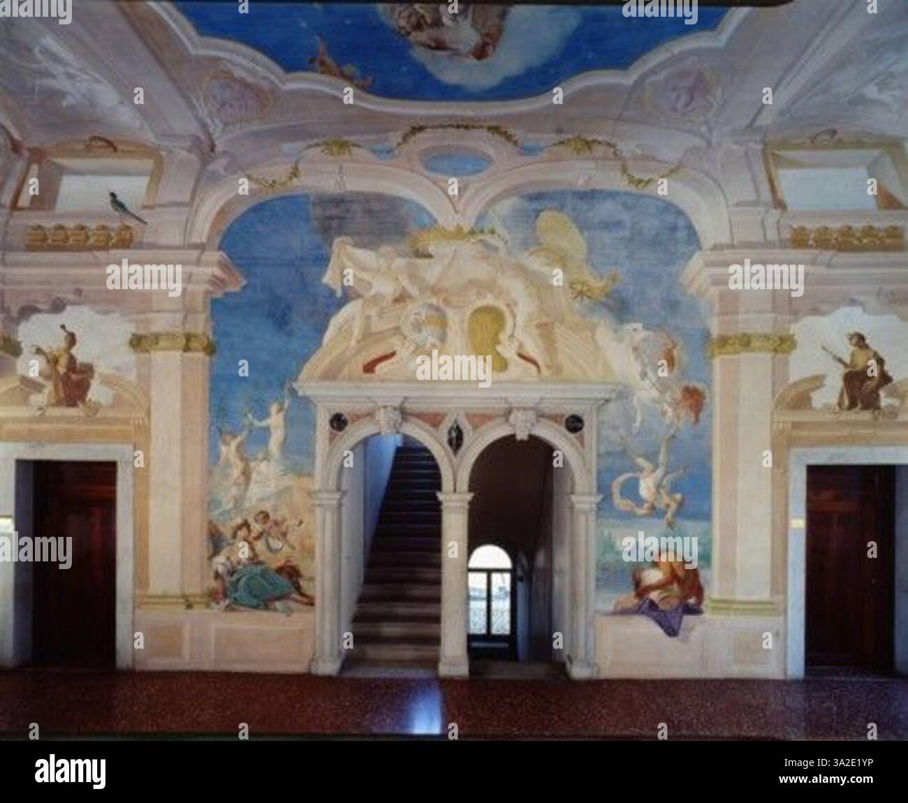 A fresco by Giovanni Battista Tiepolo from Mazanzago, depicting figures ...