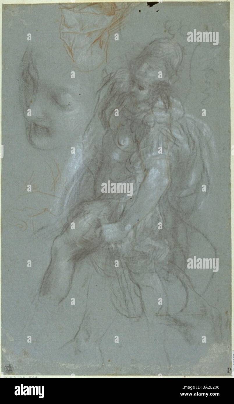 Study of a strong Roman warrior in profile, with additional studies of ...