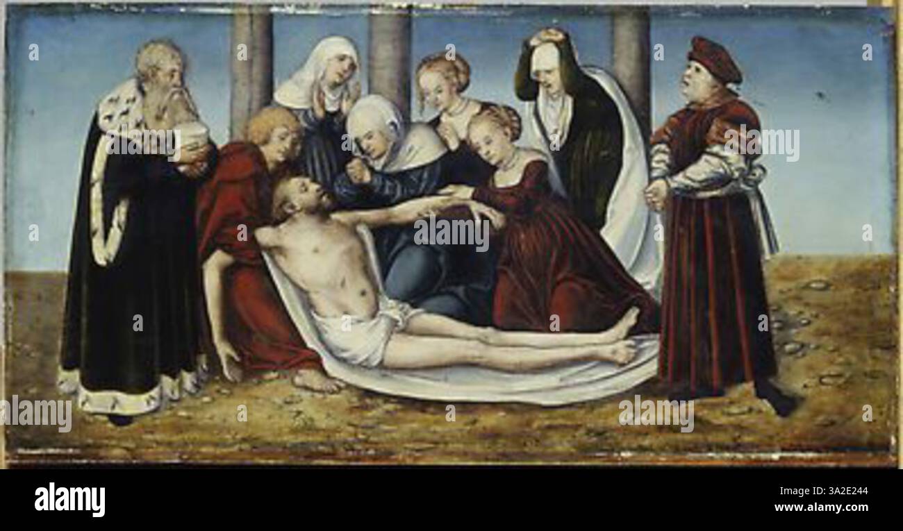 'The Lamentation of Christ' by Lucas Cranach the Elder depicts the sorrowful scene of Christ’s ...