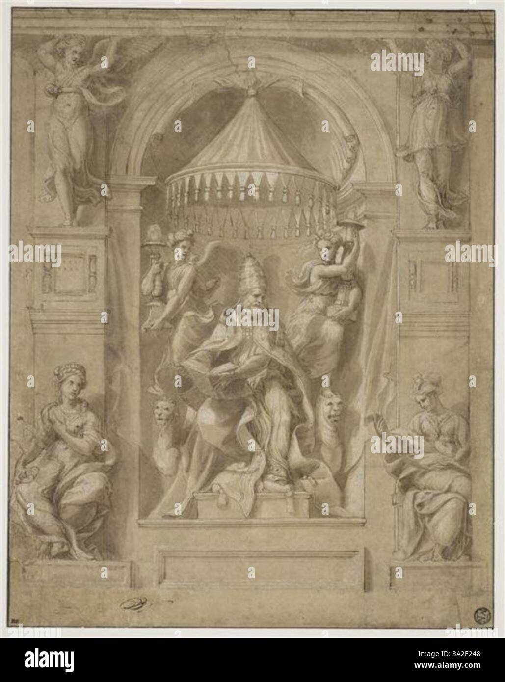 Penni Giovanni Francesco's drawing features a pope holding a book ...