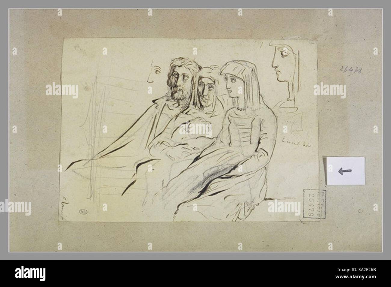 This drawing by Théodore Chassériau depicts a group of seated pilgrims ...