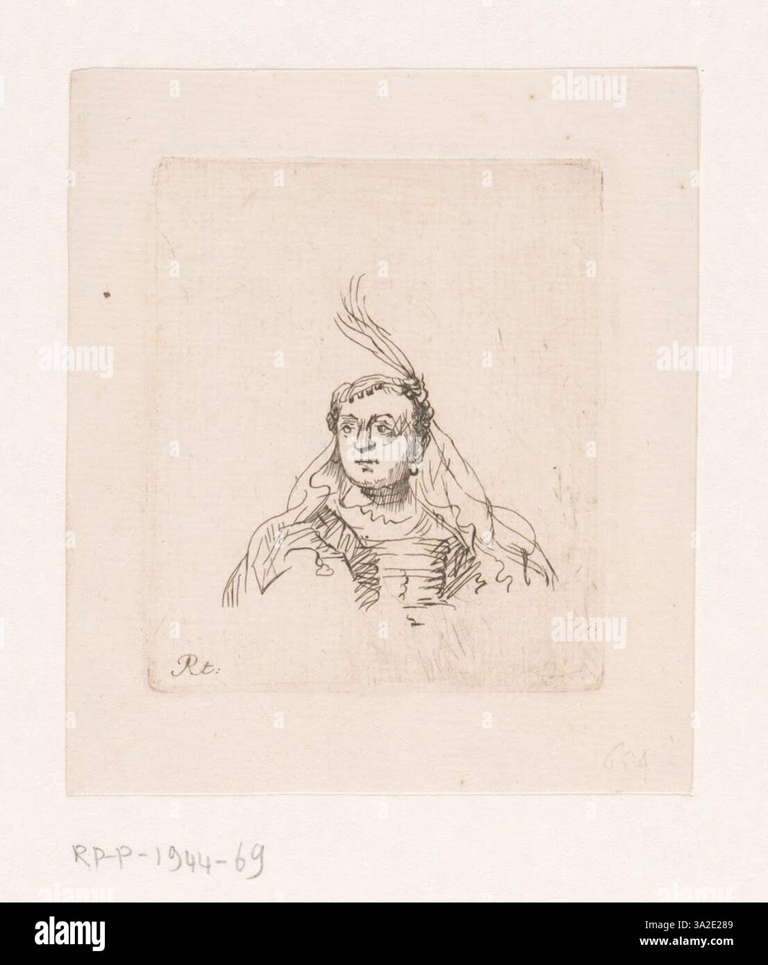 This drawing by Johann Daniel Laurentz shows a woman with a veil and ...