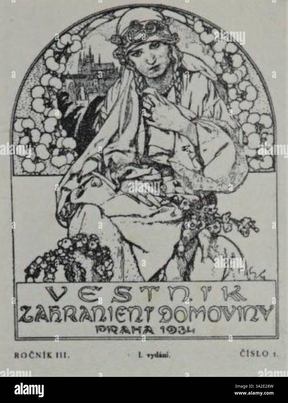 This piece from Alphonse Mucha’s 'Bridges' series emphasizes the fusion ...