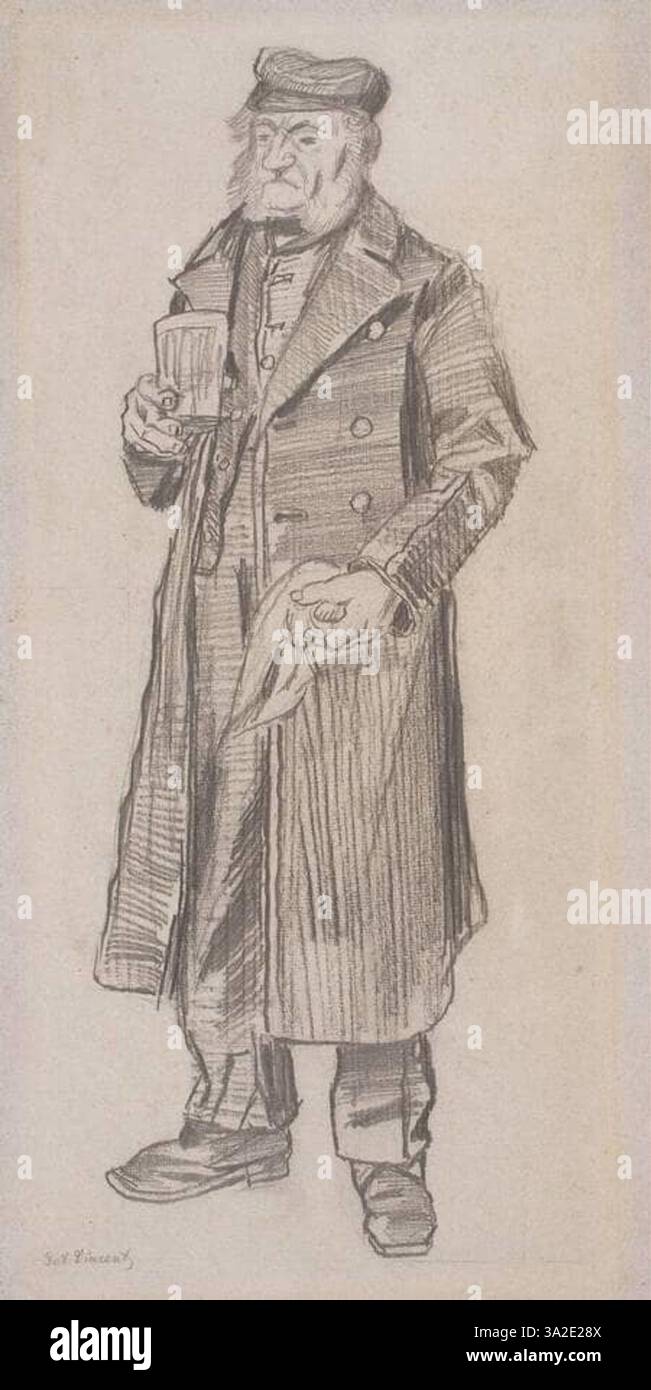 This portrait of an elderly man holding a glass reflects Van Gogh’s ...