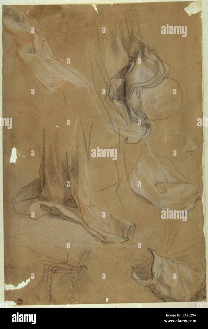 Barocci’s study of drapery, focusing on the details of fabric movement ...