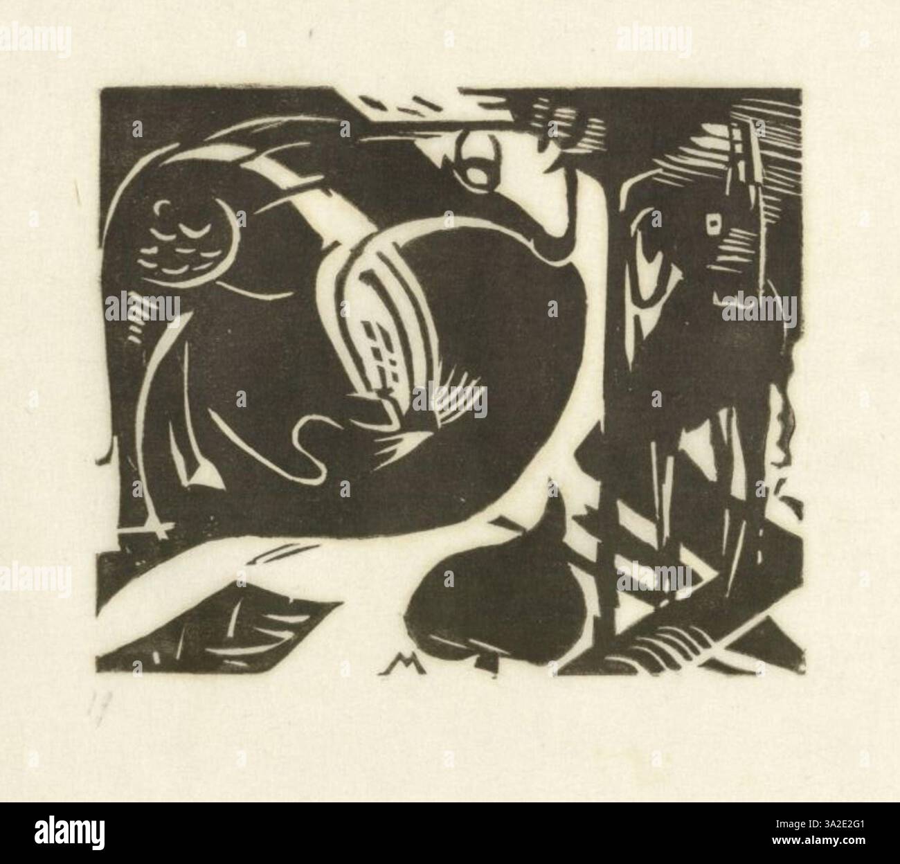 Zwei Fabeltiere (Two Fantastic Creatures) by Franz Marc presents two ...