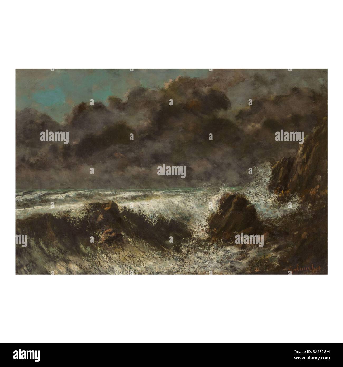 'La Mer Orageuse' (Stormy Sea) by Gustave Courbet captures the raw power of the ocean in ...