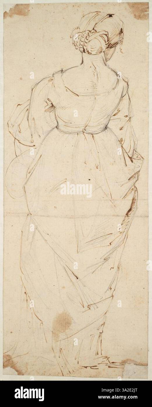 A study of a standing woman seen from behind, this copy reflects ...