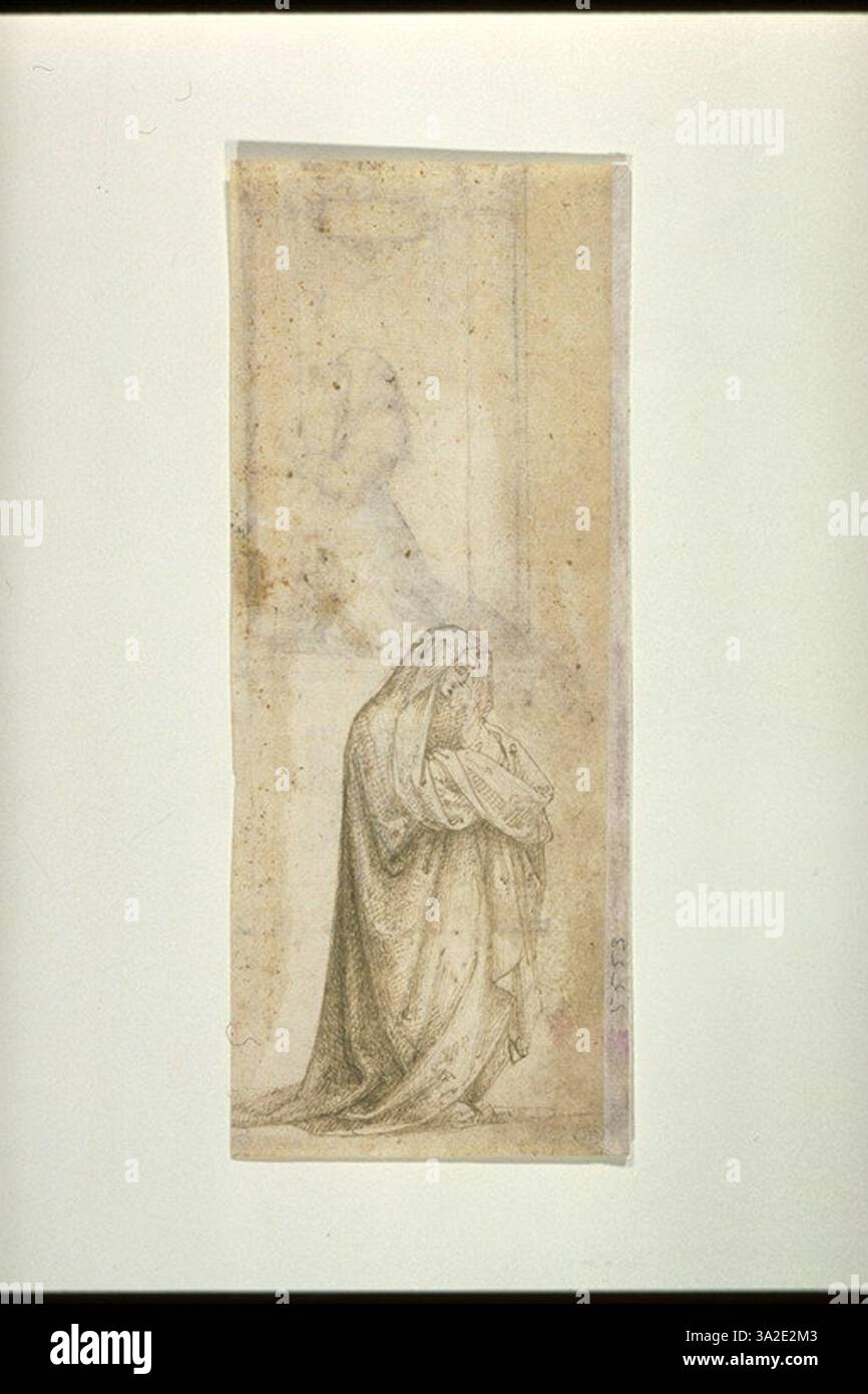 This verso study shows a veiled woman standing, turned towards the ...