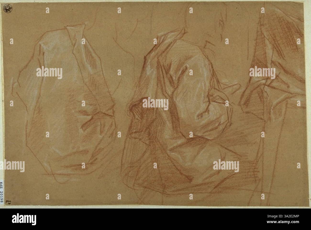 Barocci’s clothing study for a seated figure, focusing on the garment’s ...