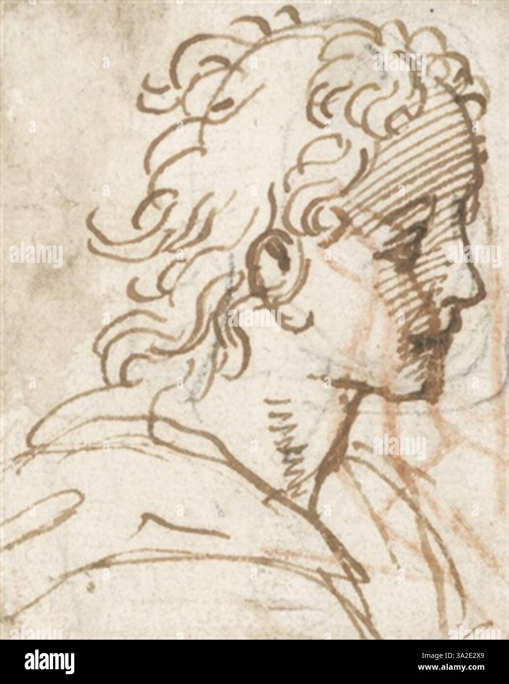 This profile study by Raphael features a young male figure ...