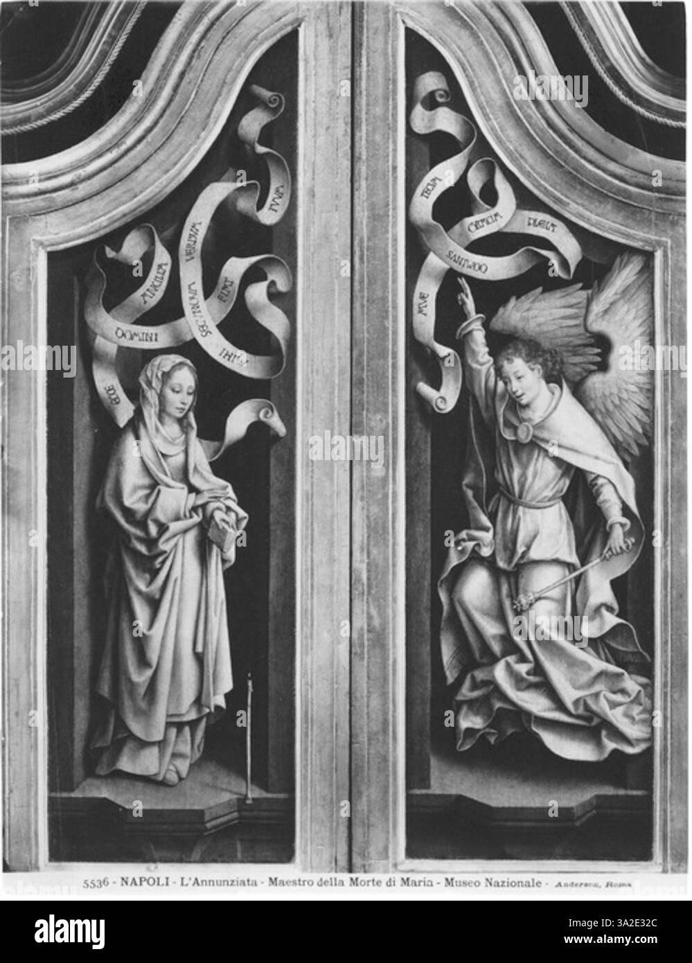 The Annunciation, painted by Joos van Cleve, captures the moment when the angel Gabriel ...