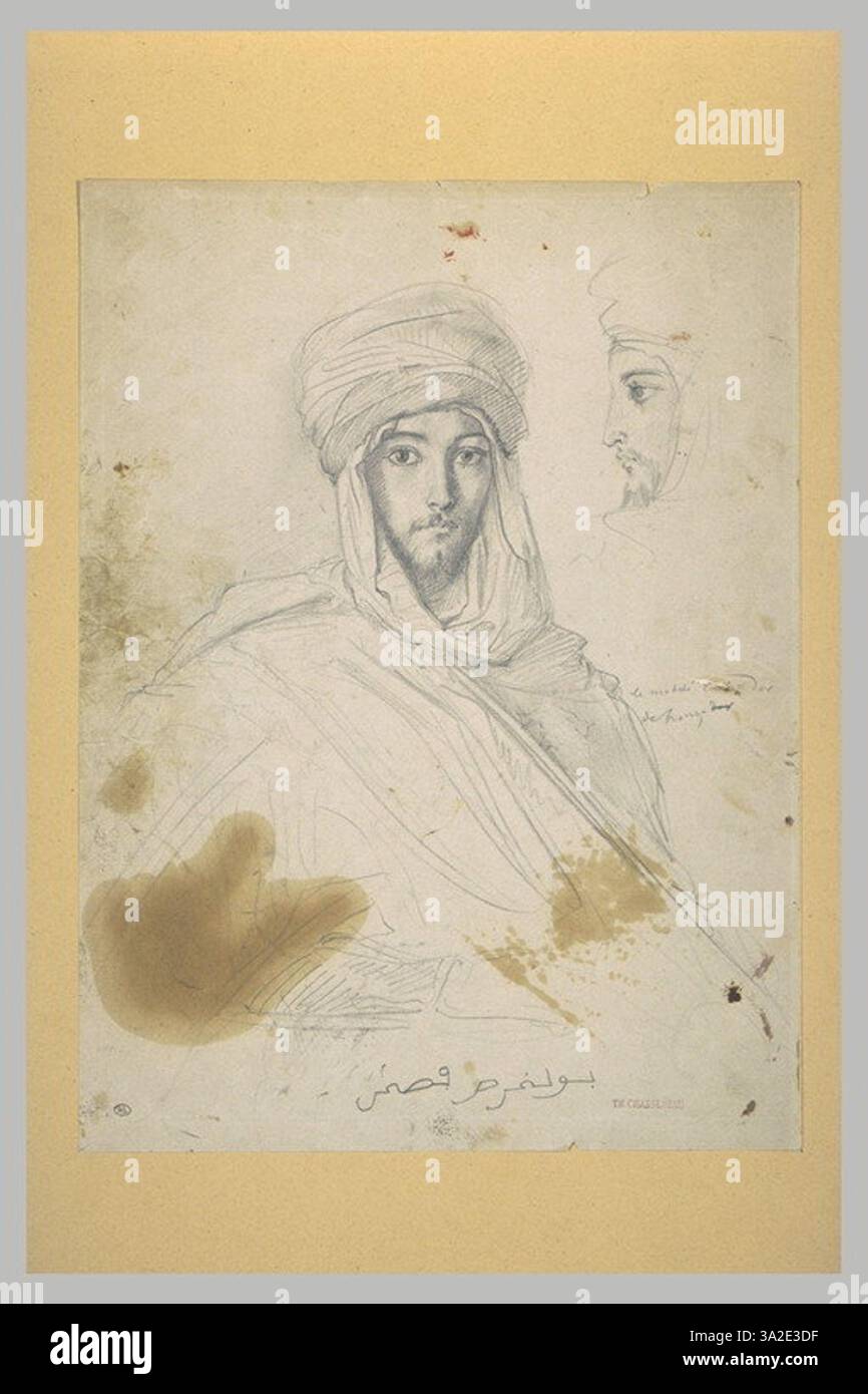 This drawing by Chassériau portrays a young Arab man in a turban, shown ...