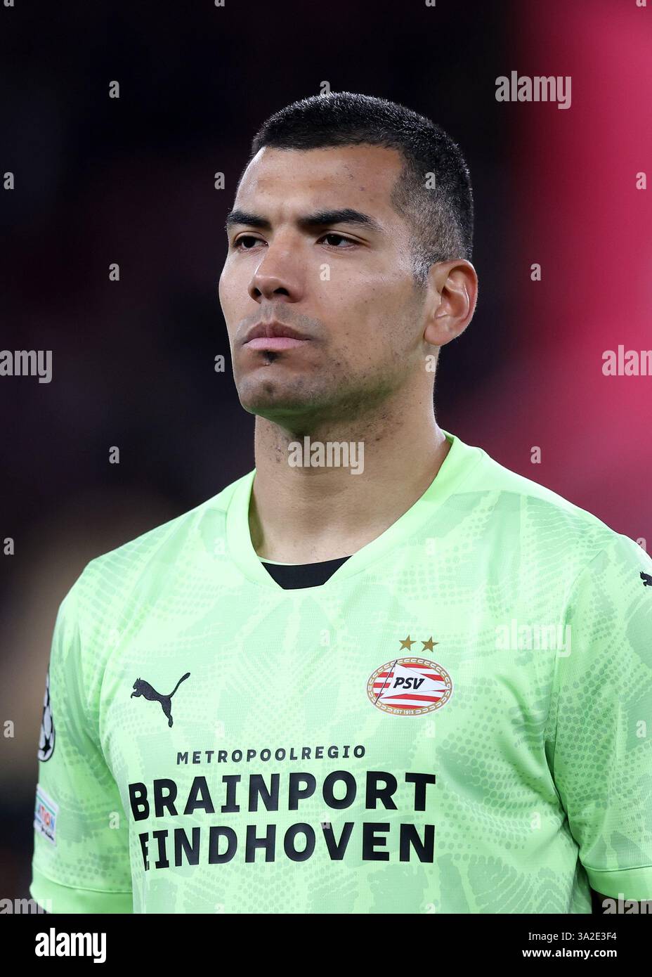 London, UK. 12th Mar, 2025. PSV's goalkeeper Walter Benitez during the ...