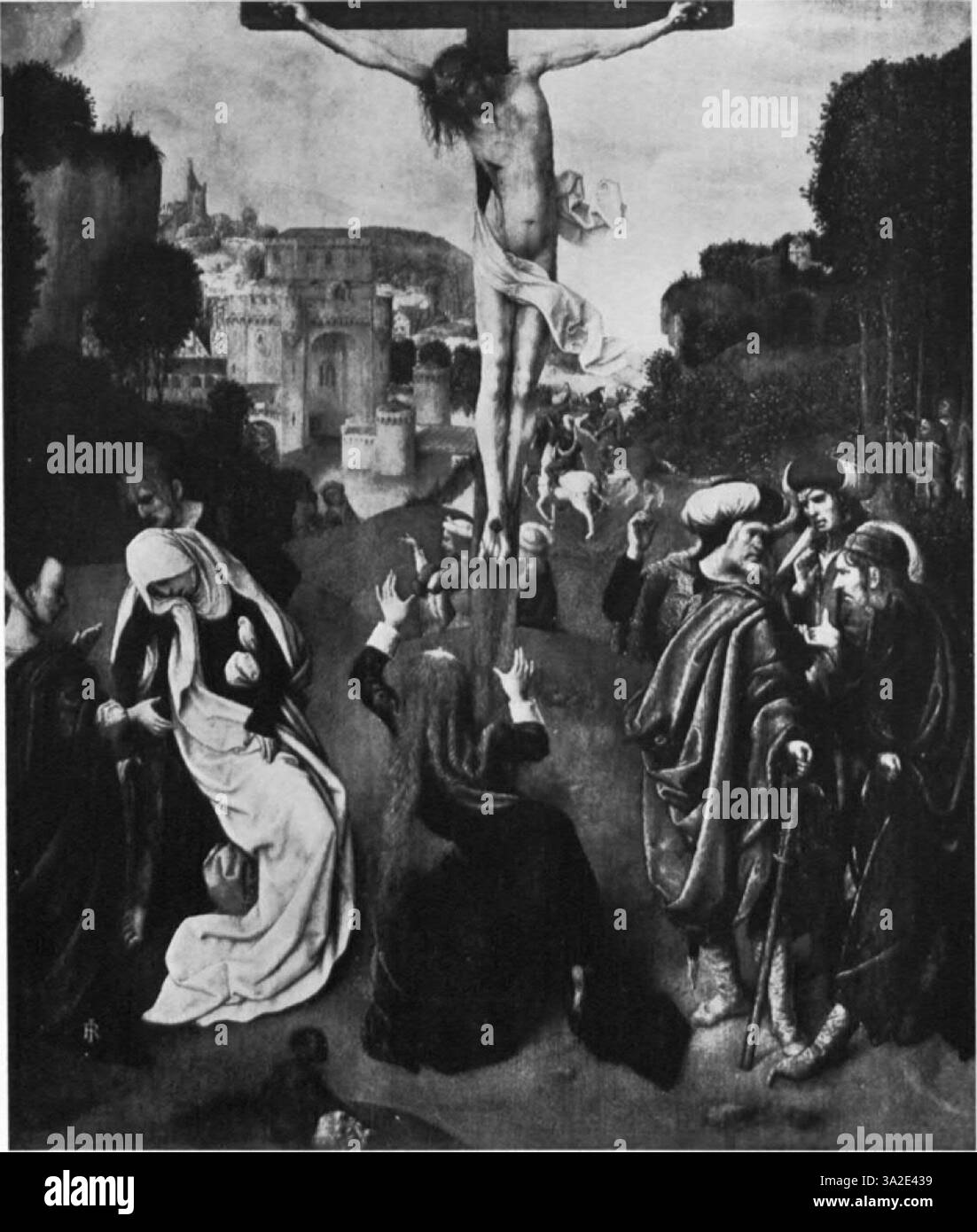 This artwork features early Netherlandish painting techniques, blending ...