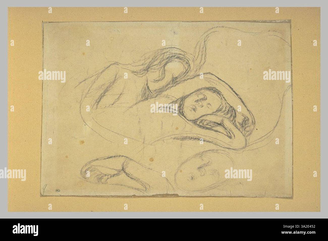 This painting shows a sleeping woman with her arms above her head ...