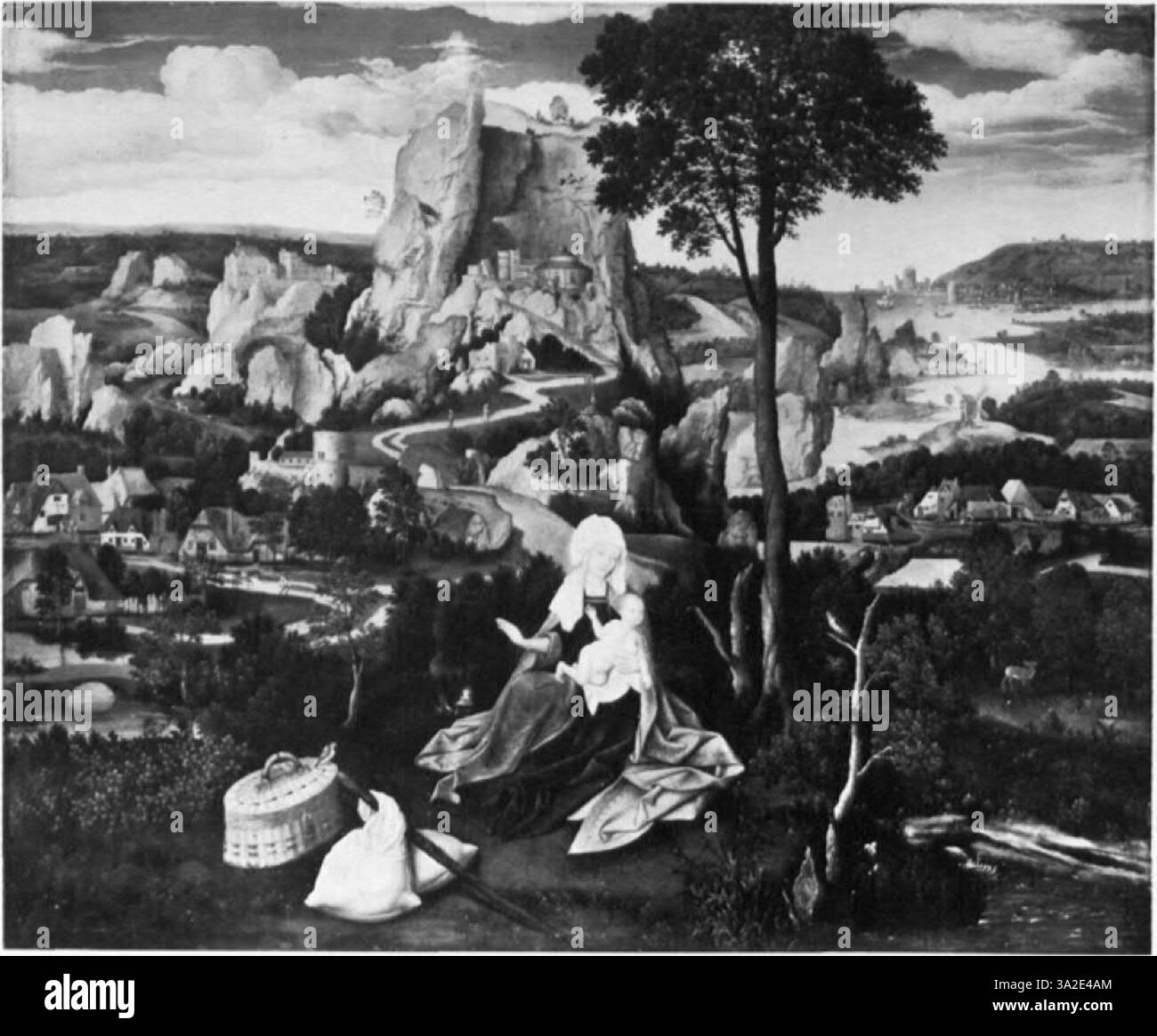 This painting by Joos van Cleve, Jan Provost, and Joachim Patenier features a religious figure ...