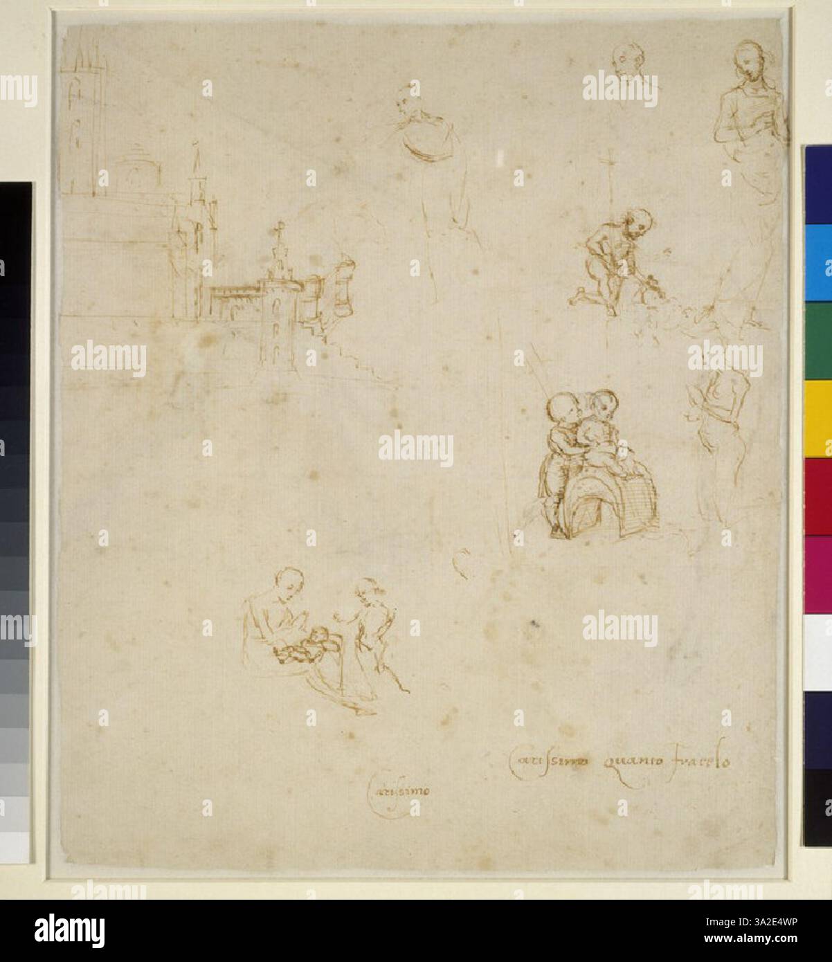 This verso side by Raphael includes various figure studies. These ...