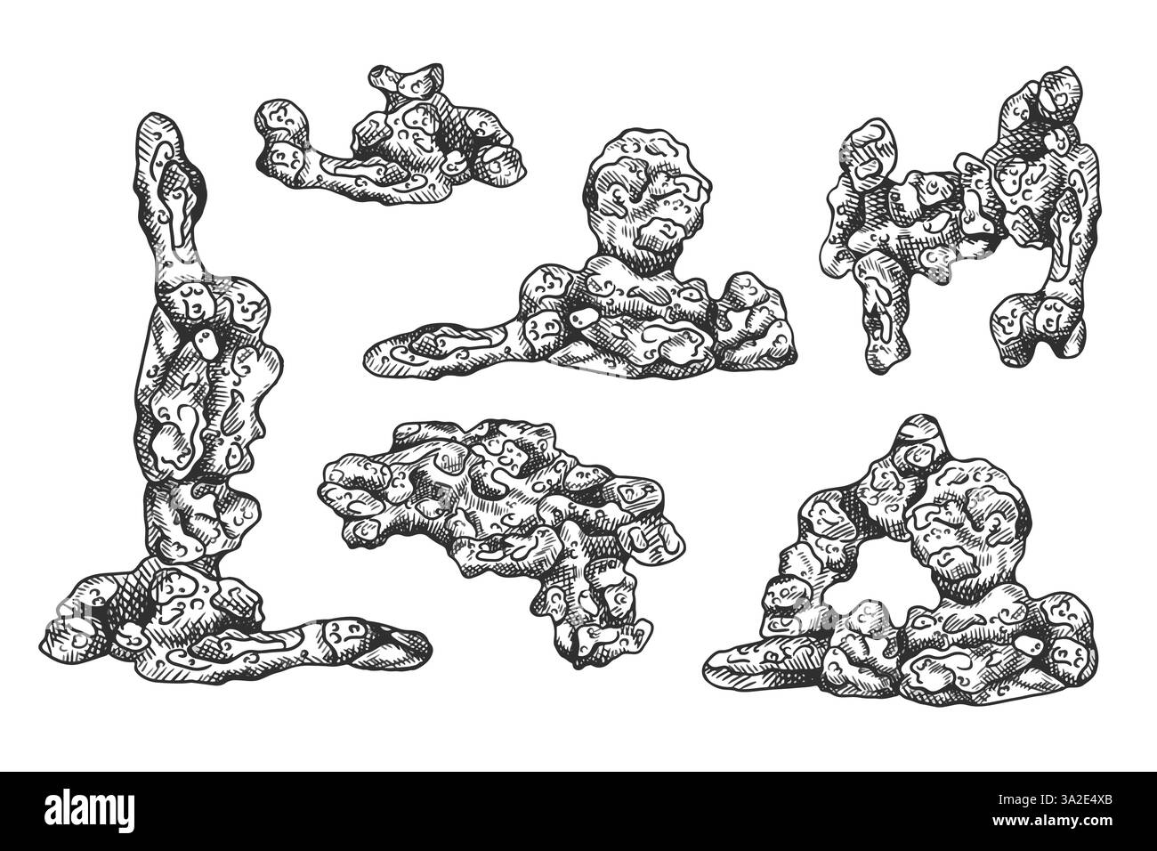 A large underwater rock mountain with seaweed and coral reef. Tropical ...