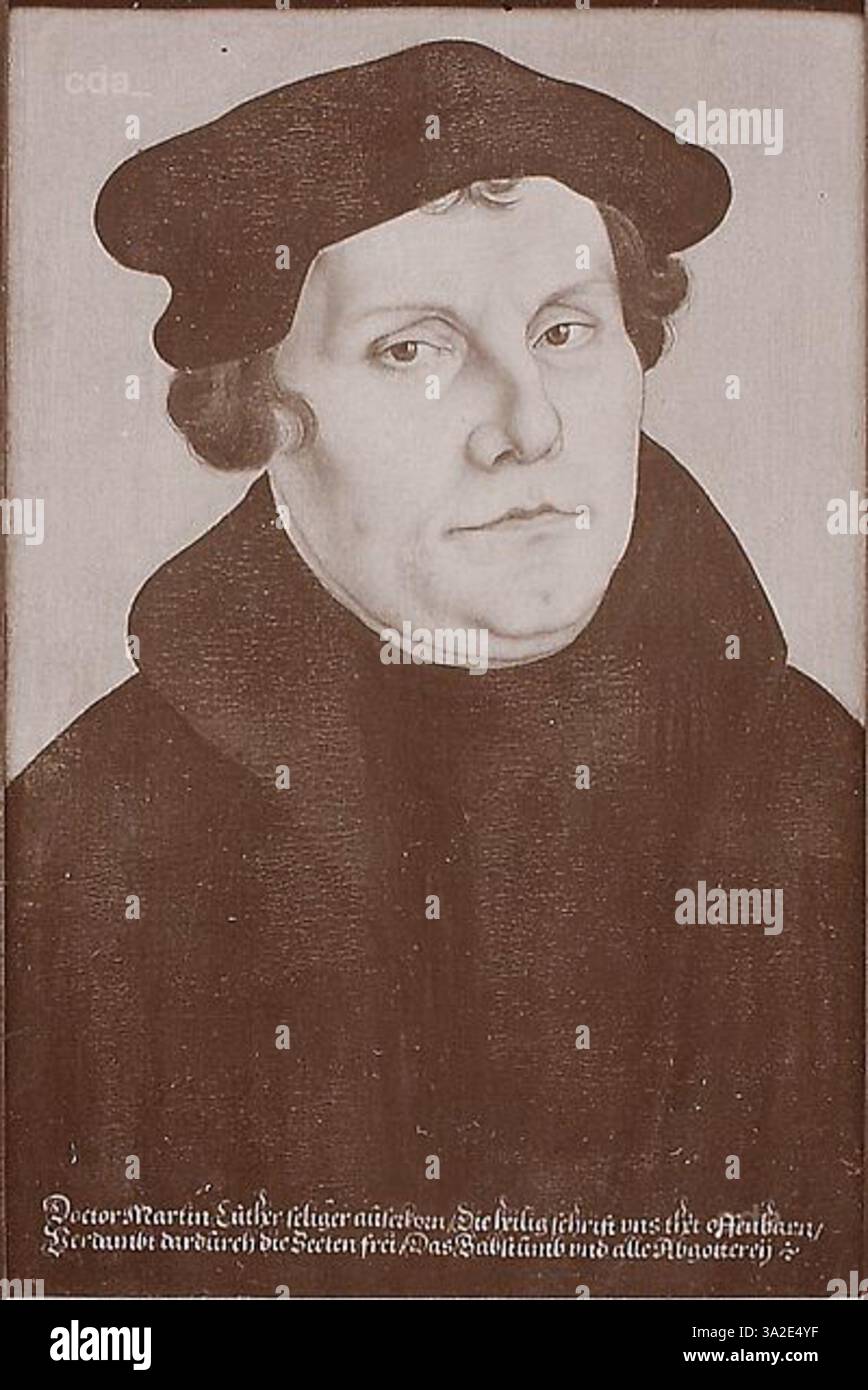 This portrait of Martin Luther, created by the workshop of Lucas Cranach the Elder, portrays the ...