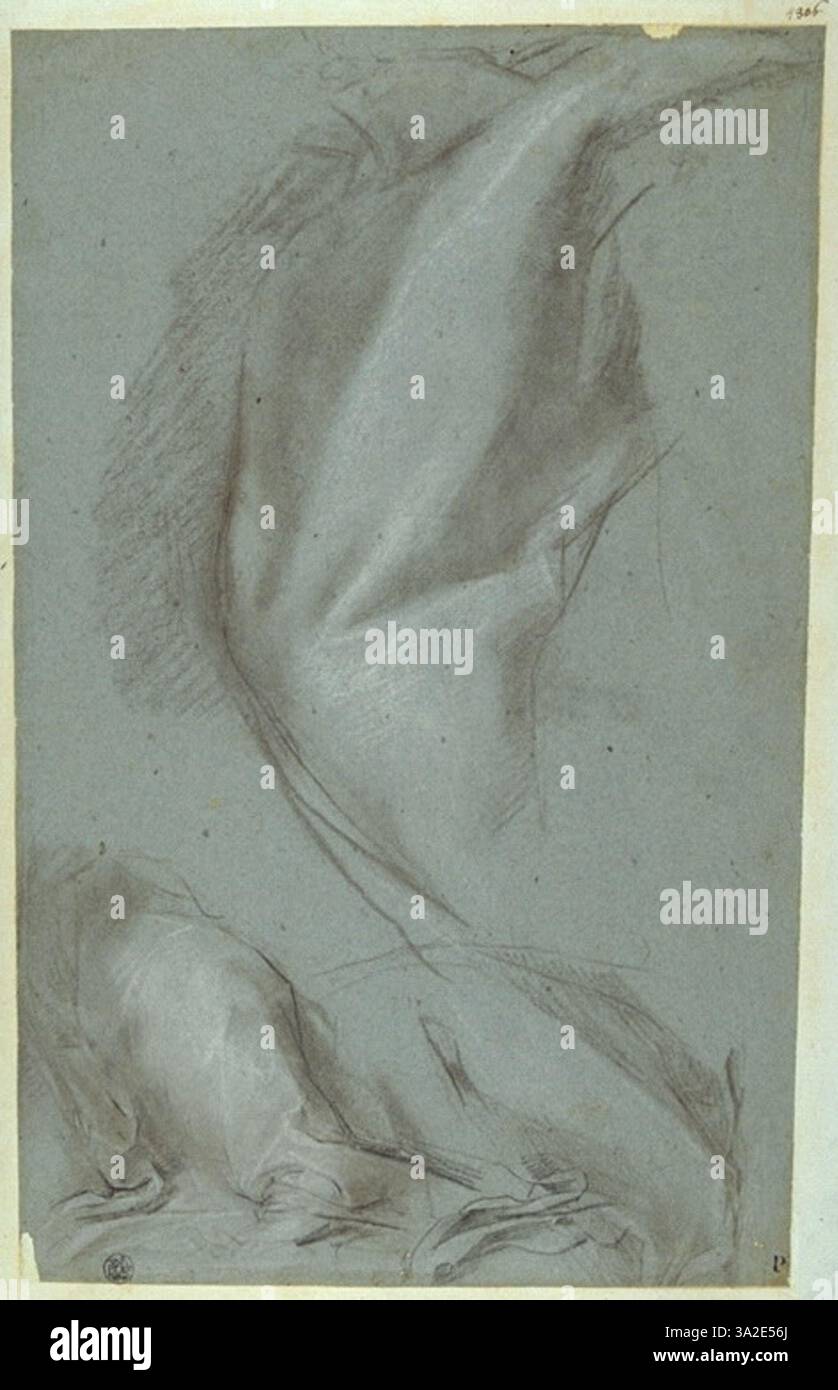 A detailed study of drapery by Barocci, focusing on the folds of the ...