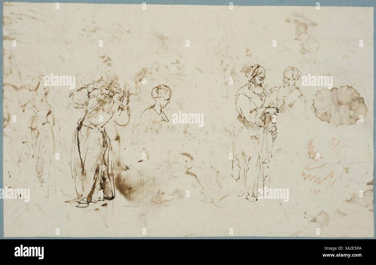 This collection of figure studies, attributed to Rembrandt’s circle ...