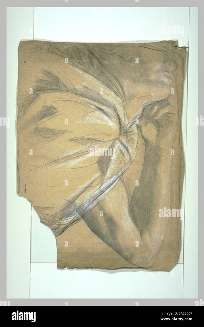 This artwork by Théodore Chassériau depicts a male bust in profile ...