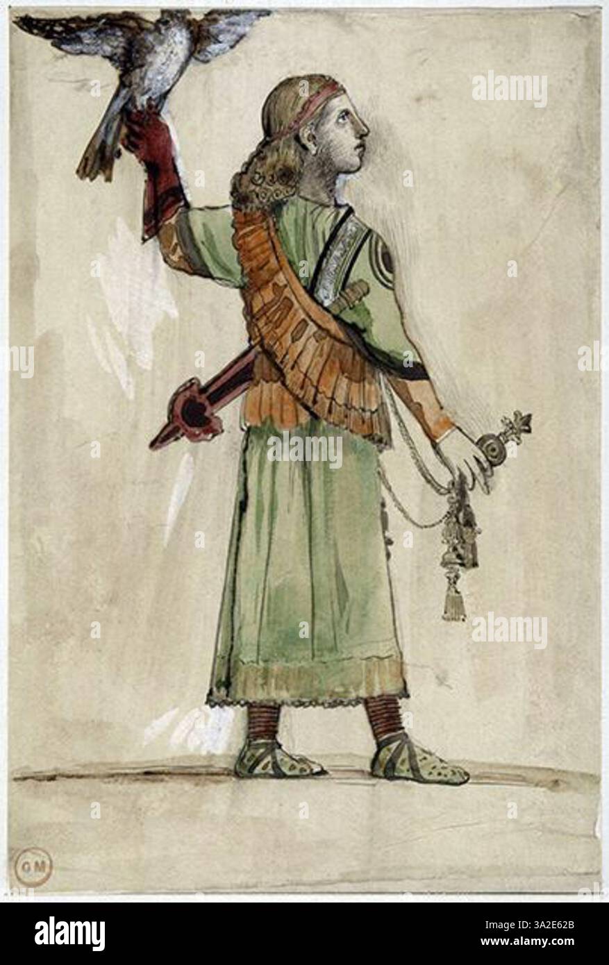 'Fauconnier' by Gustave Moreau depicts a falconer with his bird of prey ...