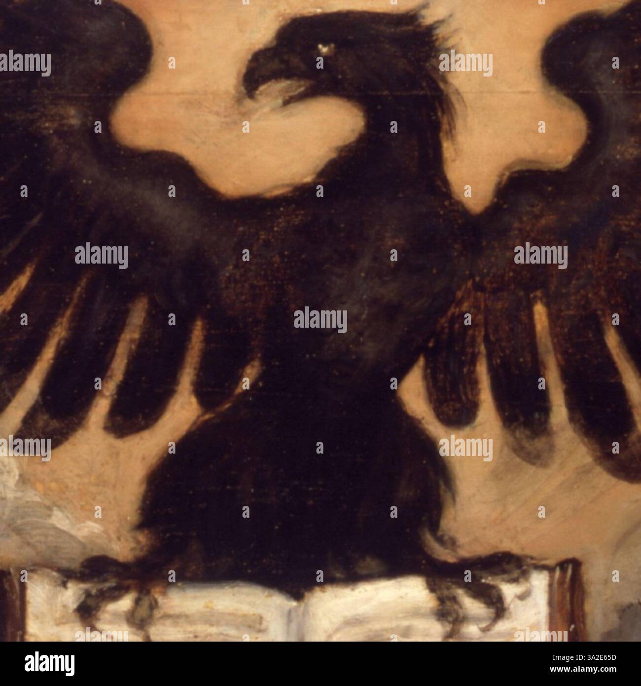 This detail from a Titian painting depicts the symbol of the Evangelist ...