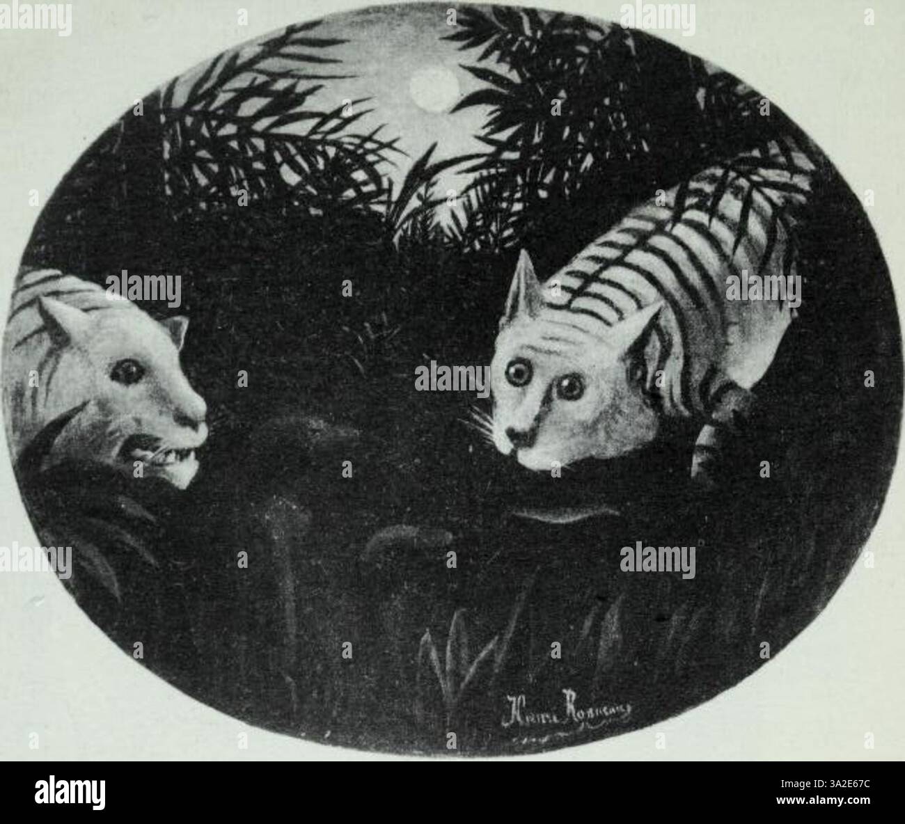 This plate from Henri Rousseau's series features a jungle scene filled ...