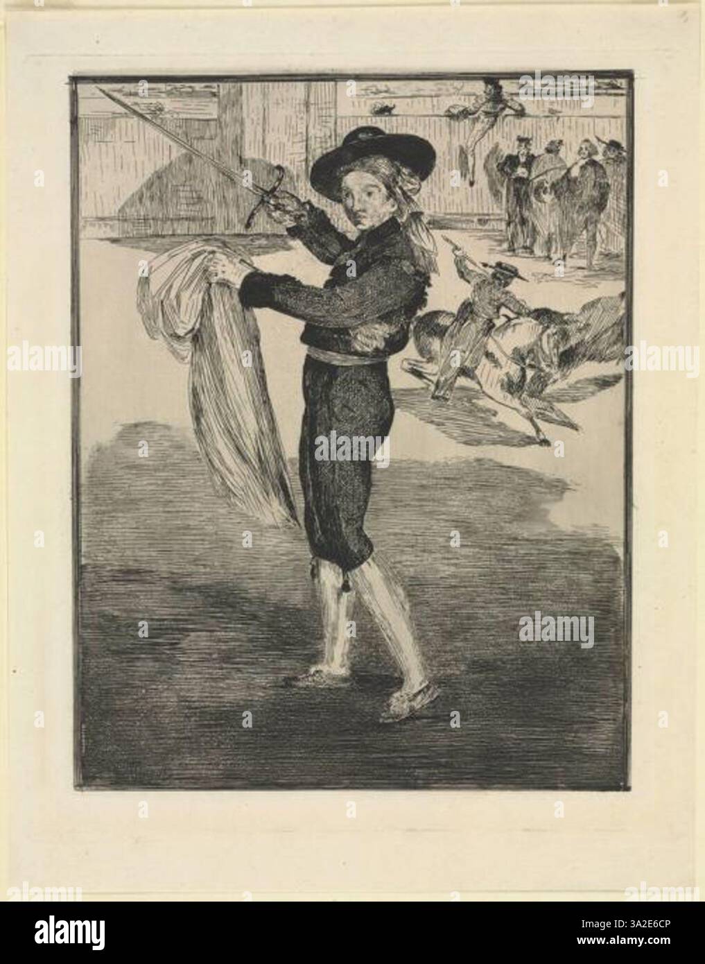 This portrait depicts an espada (swordfighter) in a dynamic pose ...