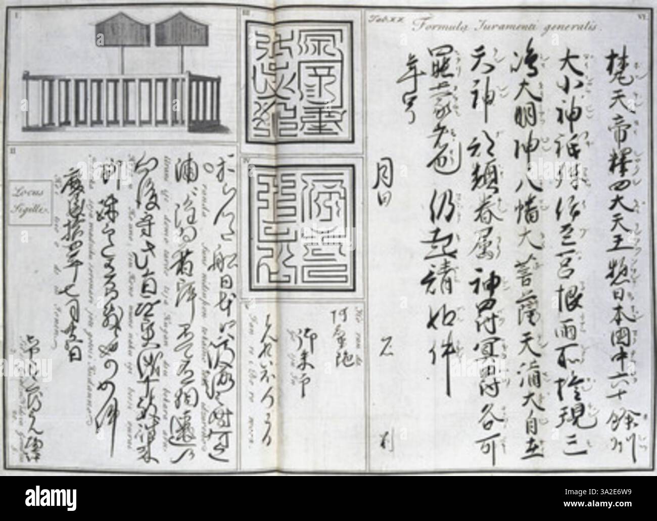 This engraving from the Tokugawa Shogunate period, dated 1611 and 1617 ...