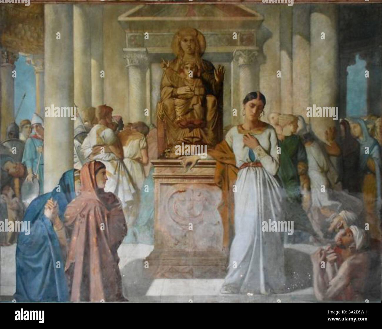 This painting illustrates the conversion of Saint Mary of Egypt ...