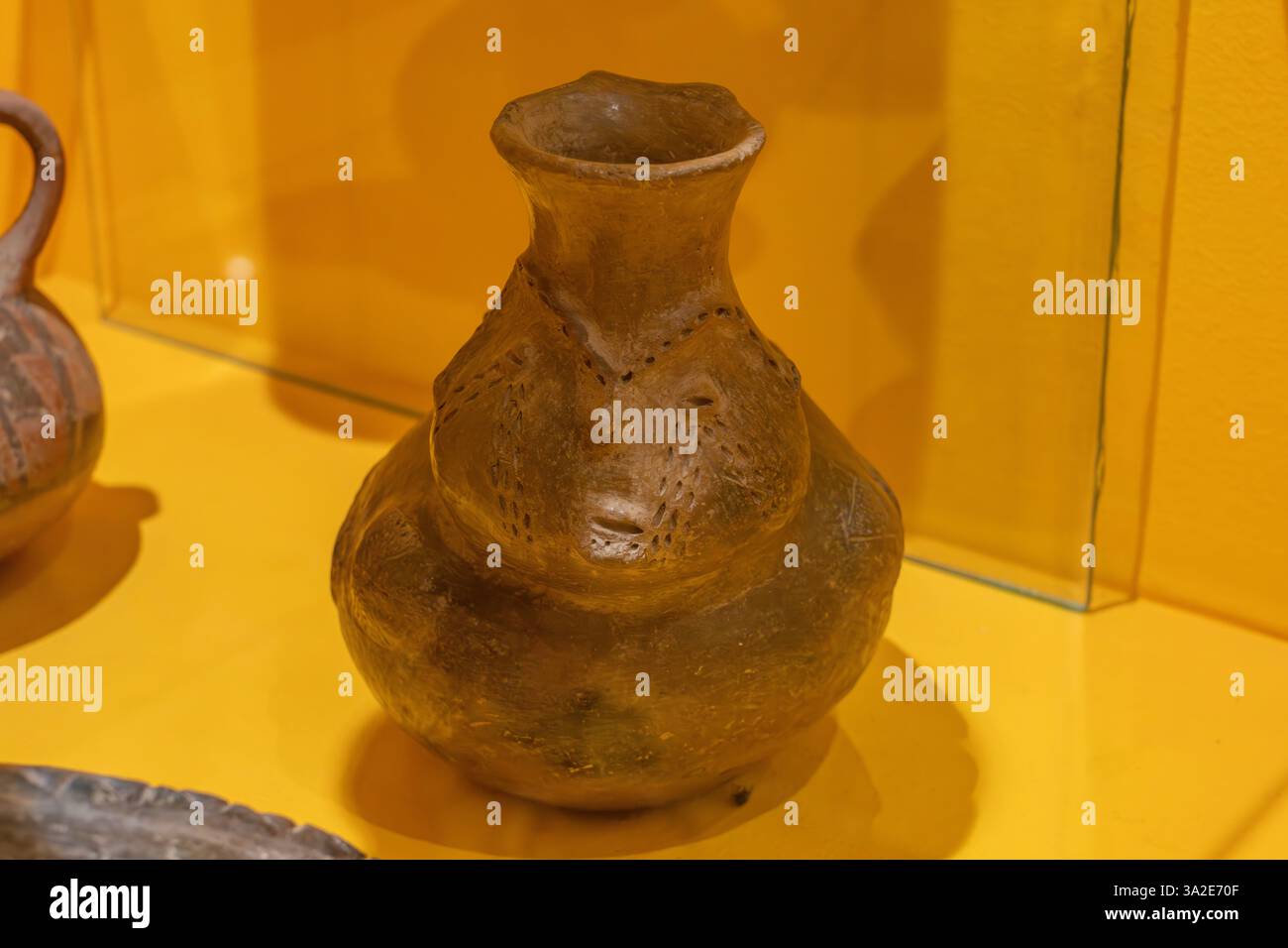 Pre-Hispanic indigenous Amerindian ceramic pottery on display in the ...