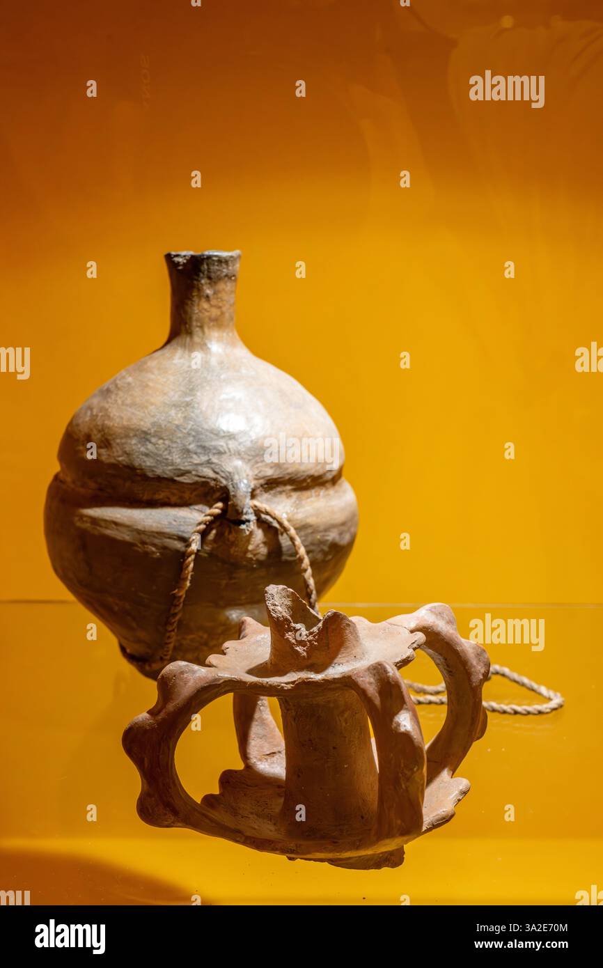 Pre-Hispanic indigenous Amerindian ceramic pottery on display in the ...