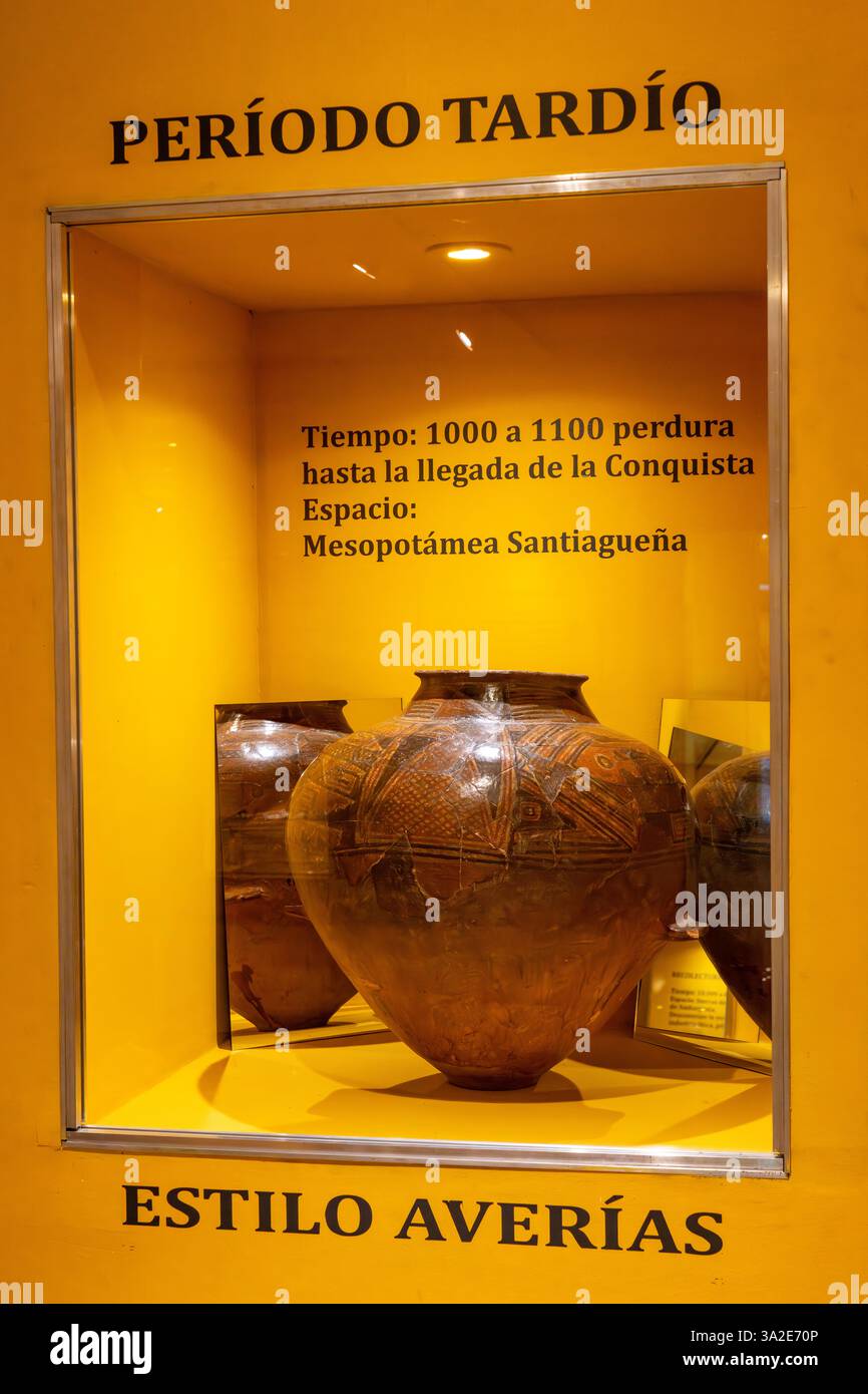 Pre-Hispanic indigenous Amerindian ceramic pottery on display in the ...