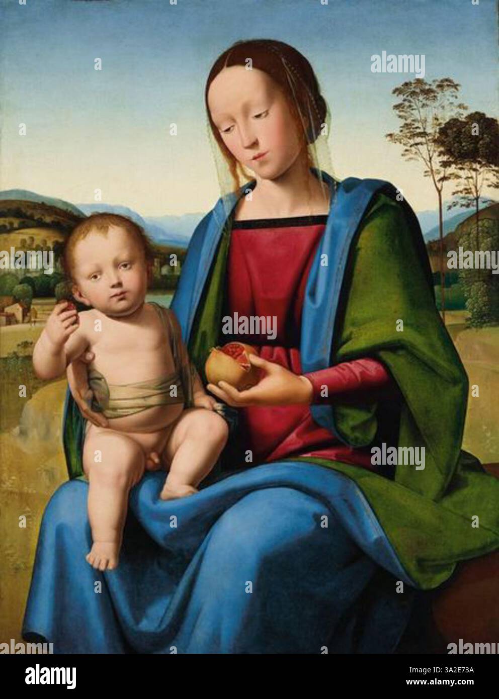 This painting by Mariotto Albertinelli features the Madonna with the Christ Child before a ...