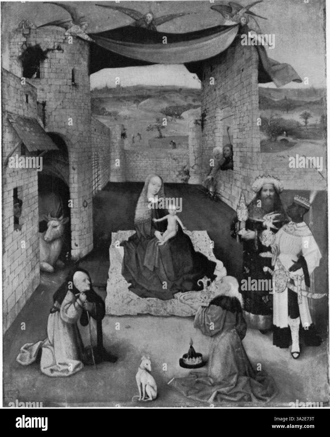 This early Netherlandish painting portrays detailed religious imagery ...