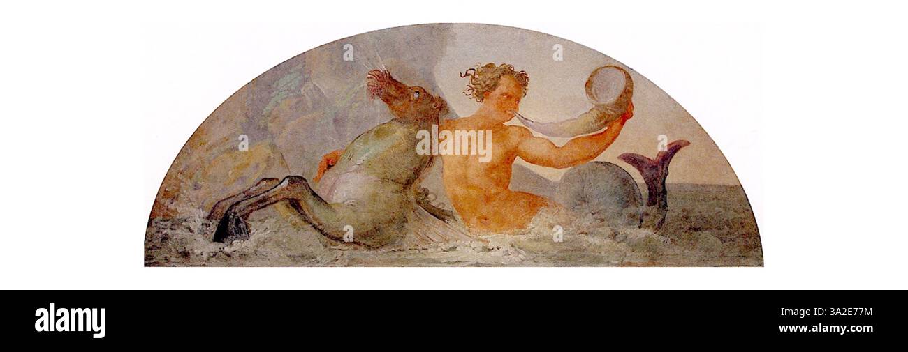 This painting by Francesco Hayez shows Triton playing the conch on a ...